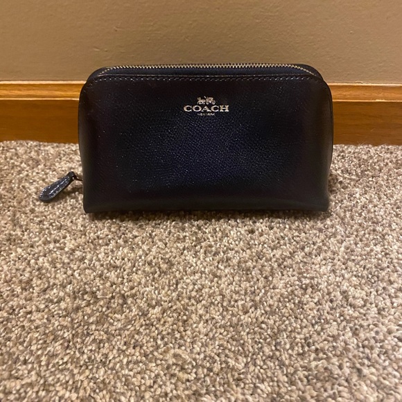 Coach | Bags | Coach Navy Blueblack Leather Pouch | Poshmark